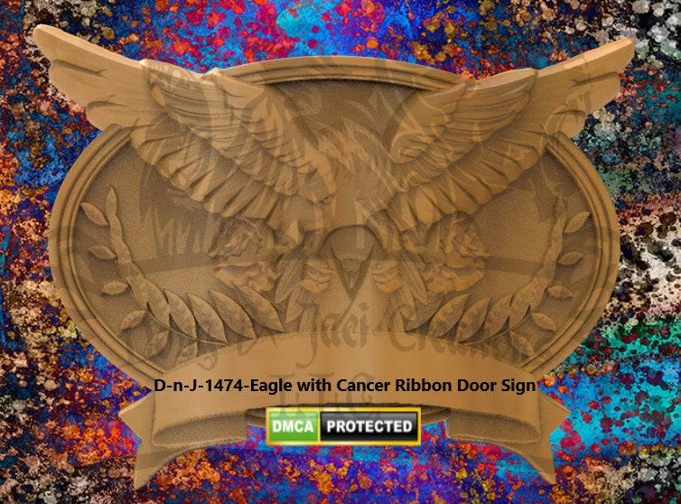 3d, Stl, Eagle-cancer Ribbon-2 Models, CNC Model, D-n-j-1475-eagle With ...