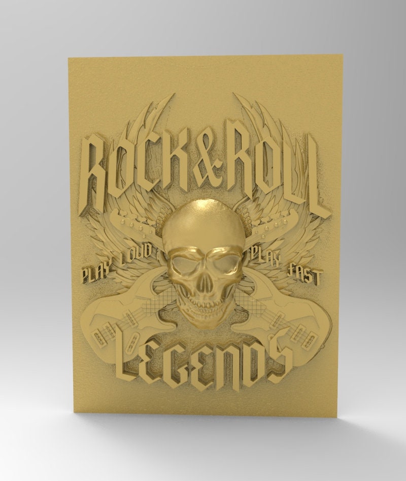 3d Stl Models, Stl, CNC Model, Rock & Roll Design, Skull, Guitar, D-n-j ...
