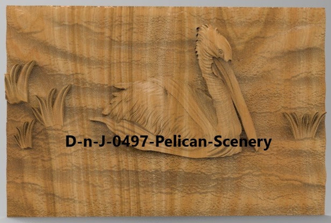 3d Stl Models, CNC Model, Pelican Swiming, D-n-j-0497-pelican Scenery ...