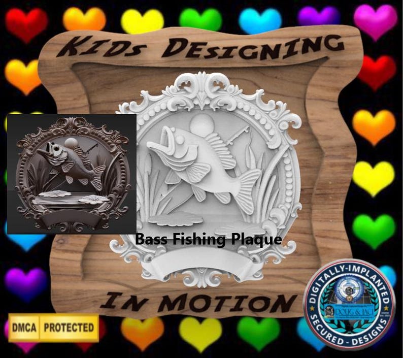 3d, CNC Ready, - Bass Fishing Plaque - Etsy