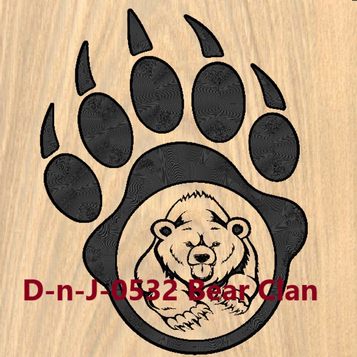 2d/dxf CNC Model Native American Bear Clan Bear Claw - Etsy