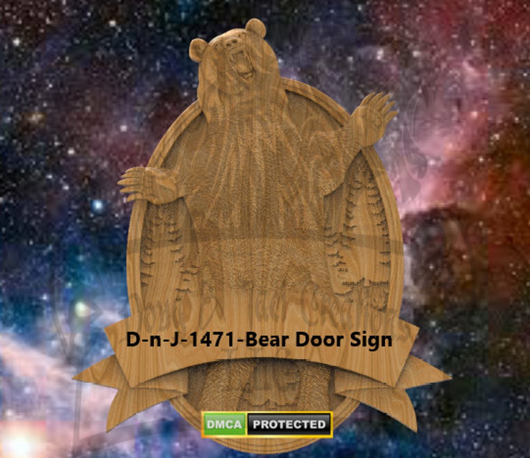 3d, Stl, Bear Plaque, CNC Model, D-n-j-1471-bear Door Sign - Etsy