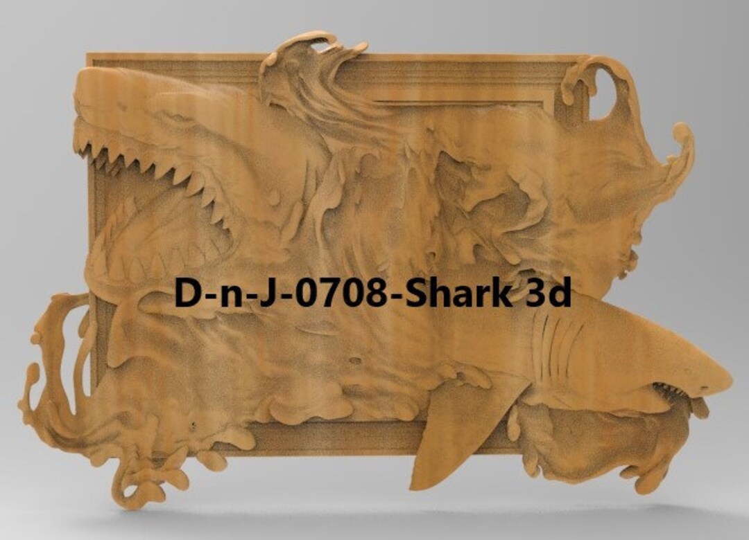 3d Stl Models, CNC Model, Sharks Attack, D-n-j-0708-sharks Attack 3d - Etsy