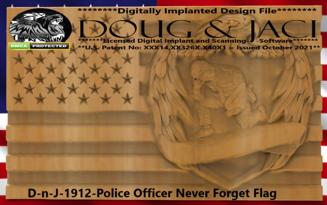 3d, Stl, Fallen Officer Flag, Law Enforcement, D-n-j-1912-police ...