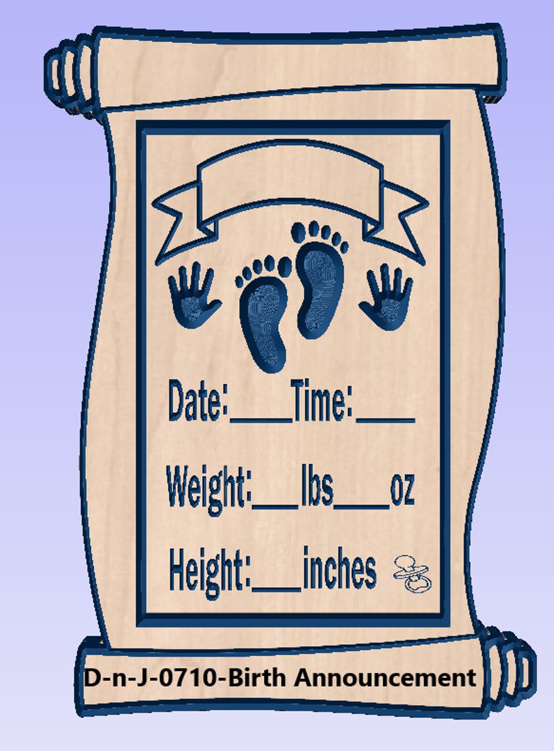2d Dxf Svg, CNC Model, Baby Plaque, Baby Birth Announcement. D-n-j-0710 ...