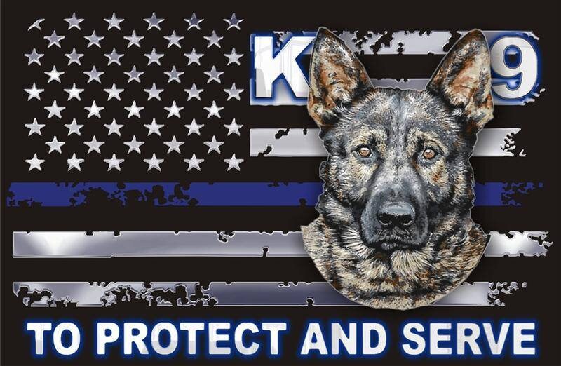 2d,dxf, CNC Model, K9 Police Dog, Law Enforcement, D-n-j-0576-k9 Flag ...