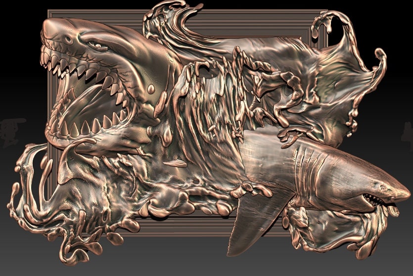 3d Stl Models CNC Model Sharks Attack D-n-j-0708-sharks - Etsy