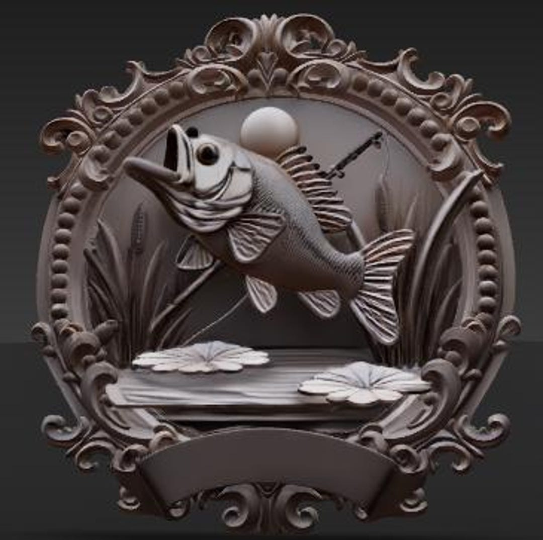 3d, CNC Ready, - Bass Fishing Plaque - Etsy