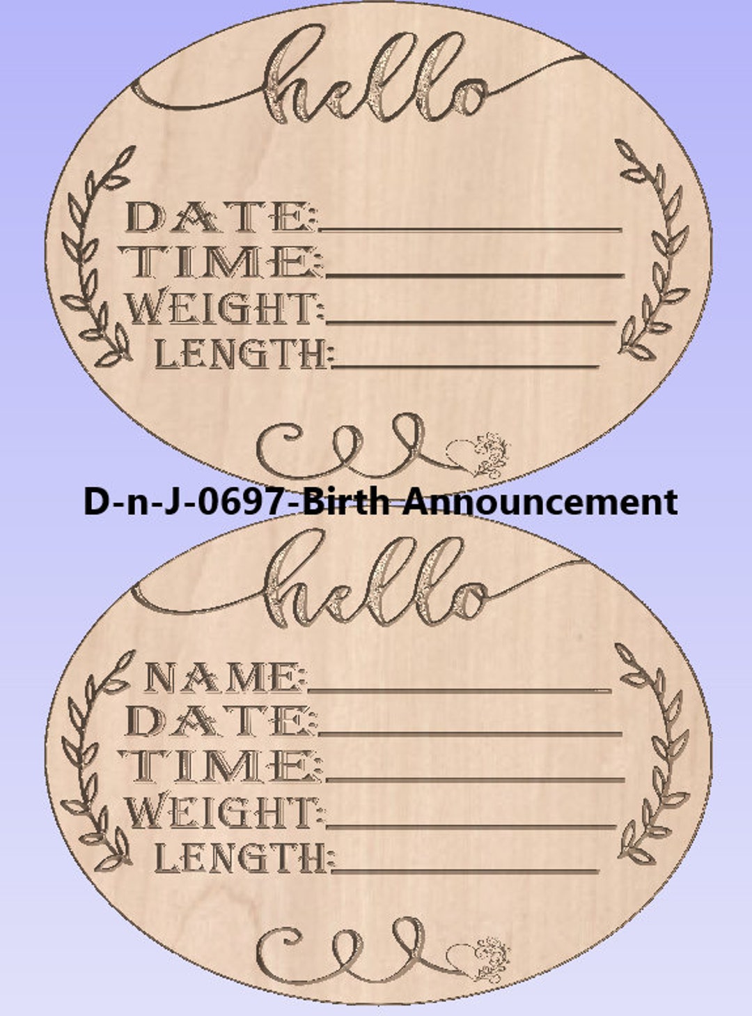 2d Dxf Svg, CNC Model, Baby Announcements Plaque, New Born Baby, D-n-j ...