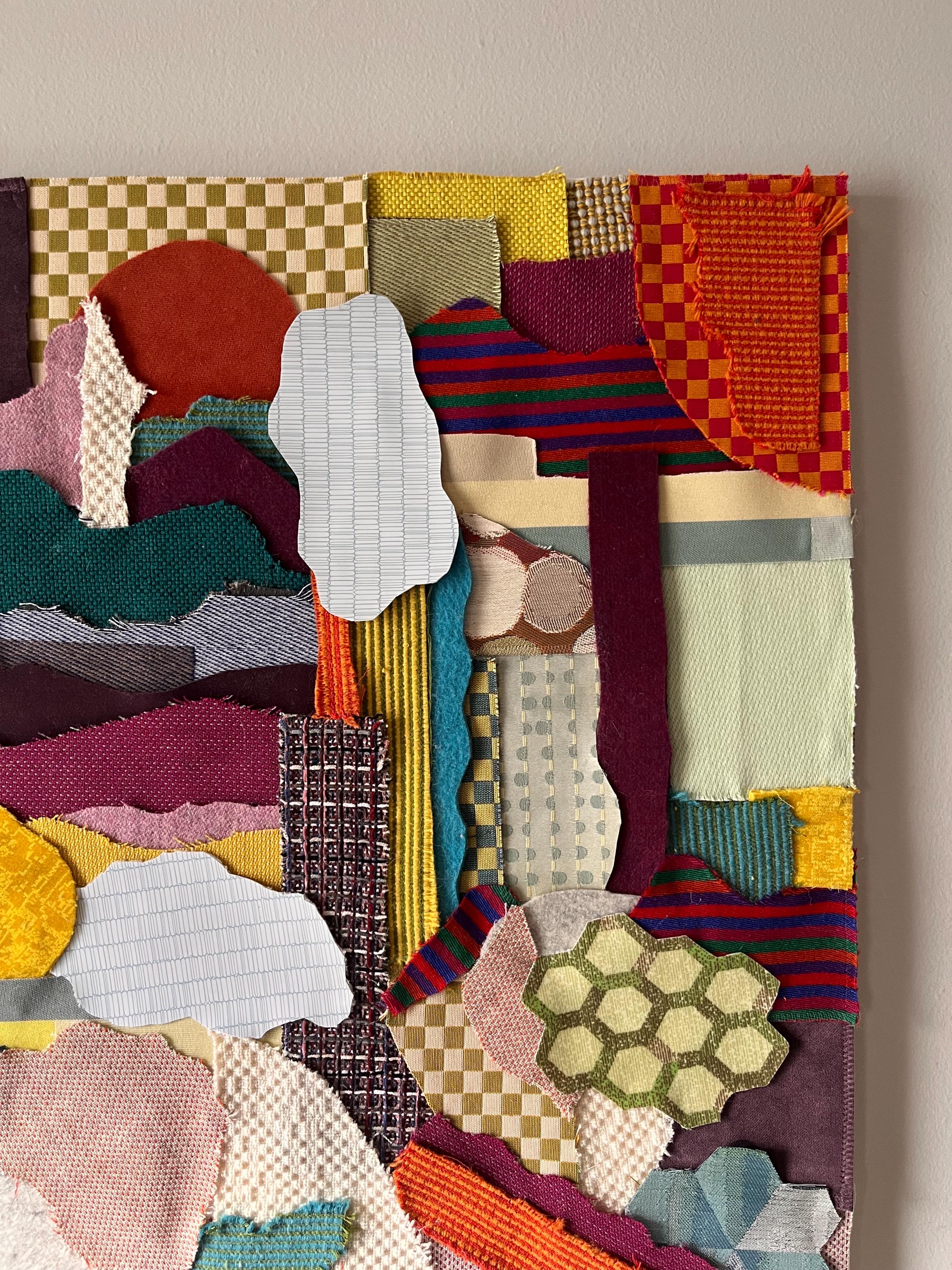 Colorful Fabric Collage Wall Hanging, Repurposed Textile Art - Etsy