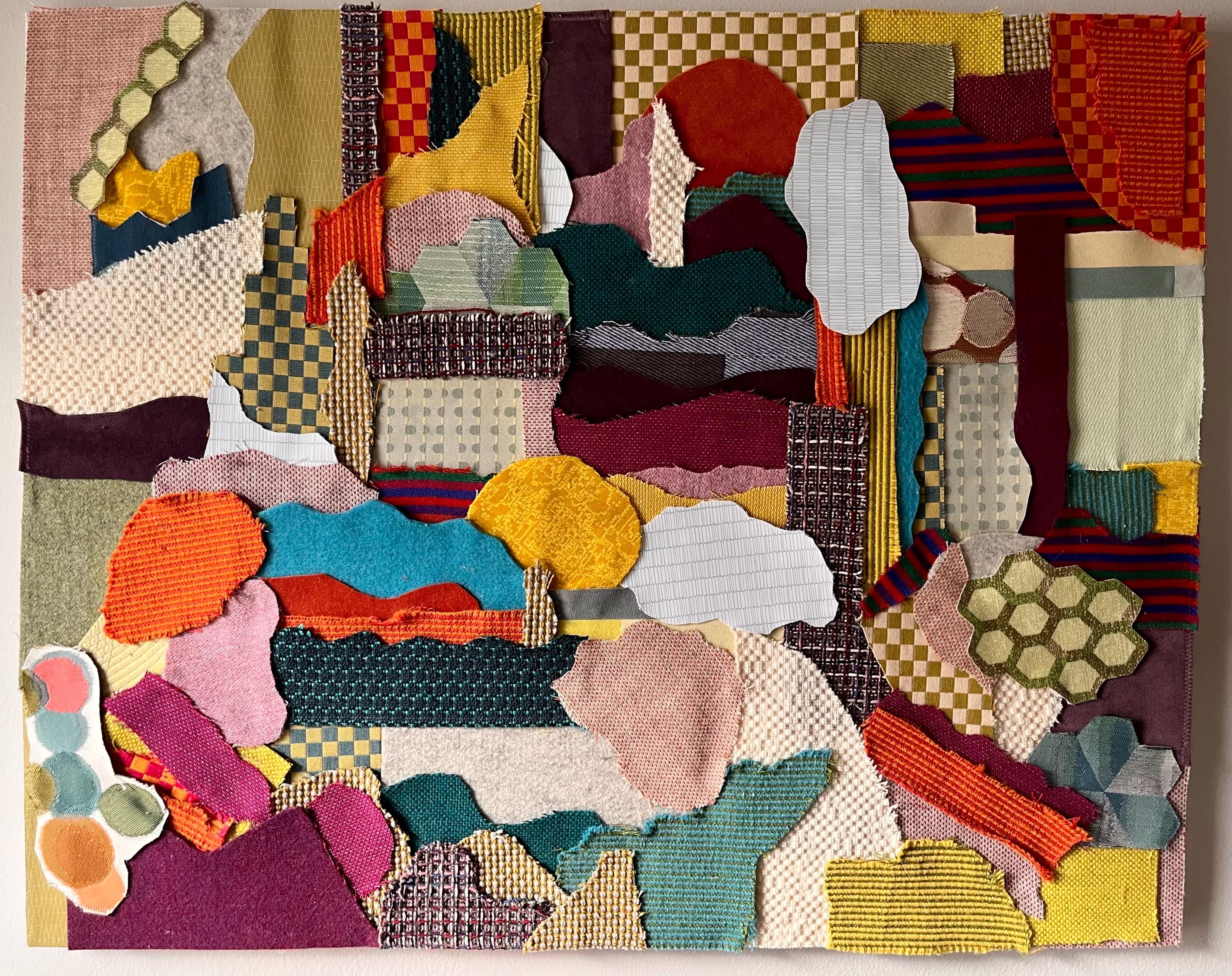 Colorful Fabric Collage Wall Hanging, Repurposed Textile Art - Etsy