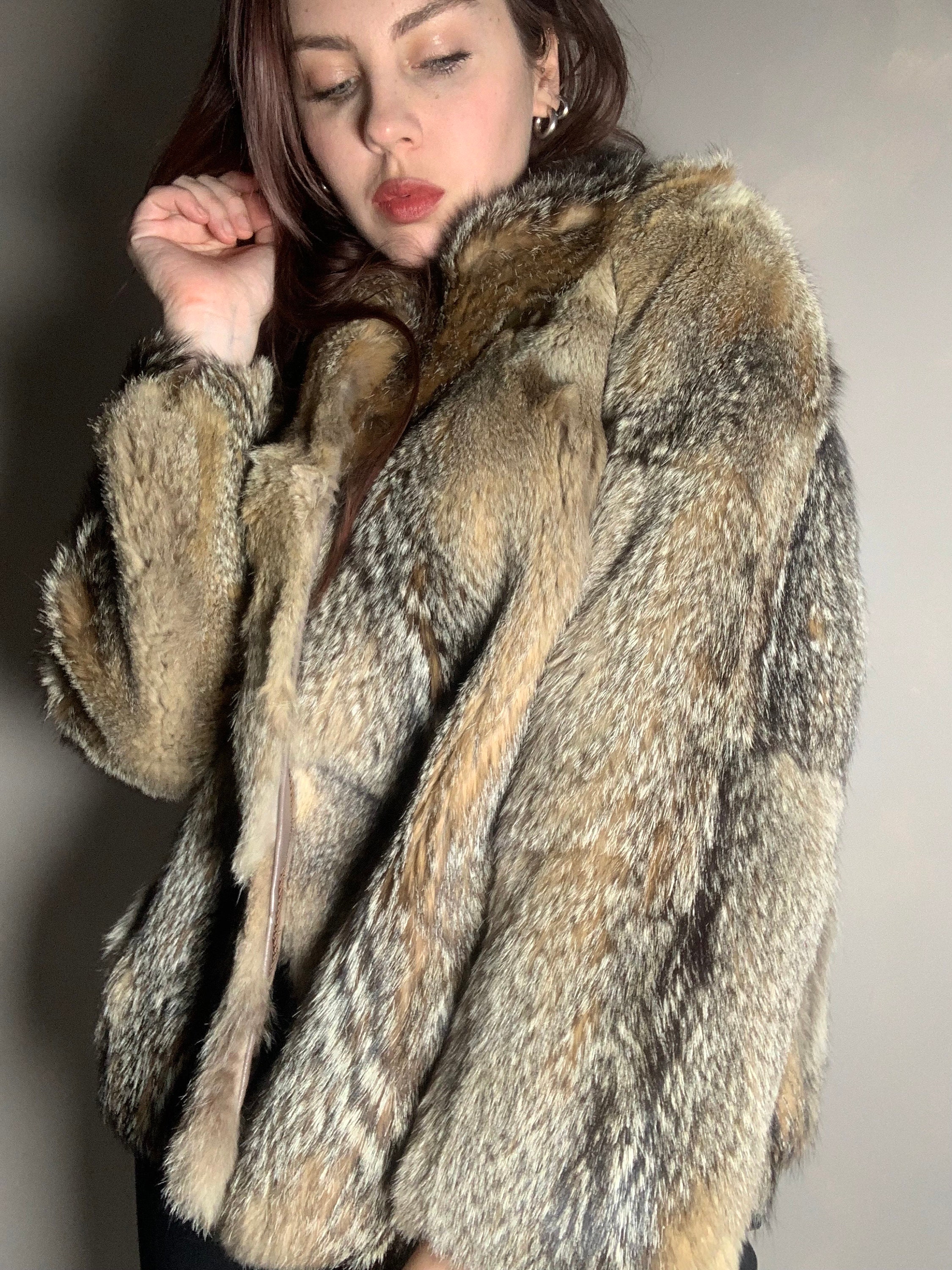 Vintage Golden Island Fox Fur Coat, Authentic Real Fur, Arctic Fox ...