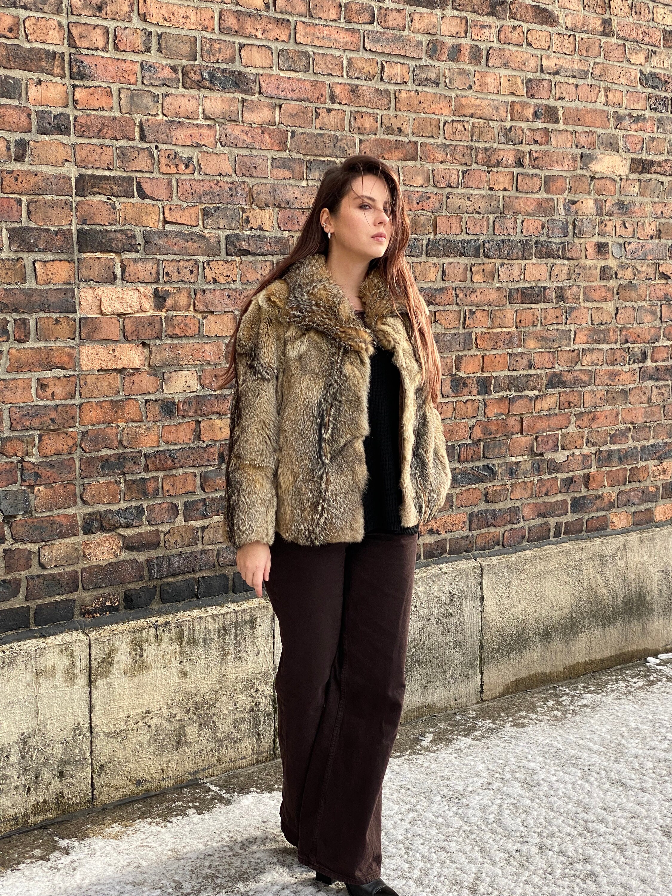 Vintage Golden Island Fox Fur Coat, Authentic Real Fur, Arctic Fox ...