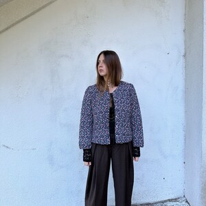 Flower Jacket, Spring Boxy Jacket, Vinatge Floral Coat, Navy Pattern ...
