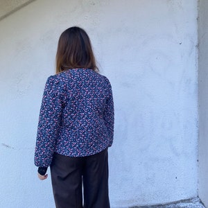 Flower Jacket, Spring Boxy Jacket, Vinatge Floral Coat, Navy Pattern ...