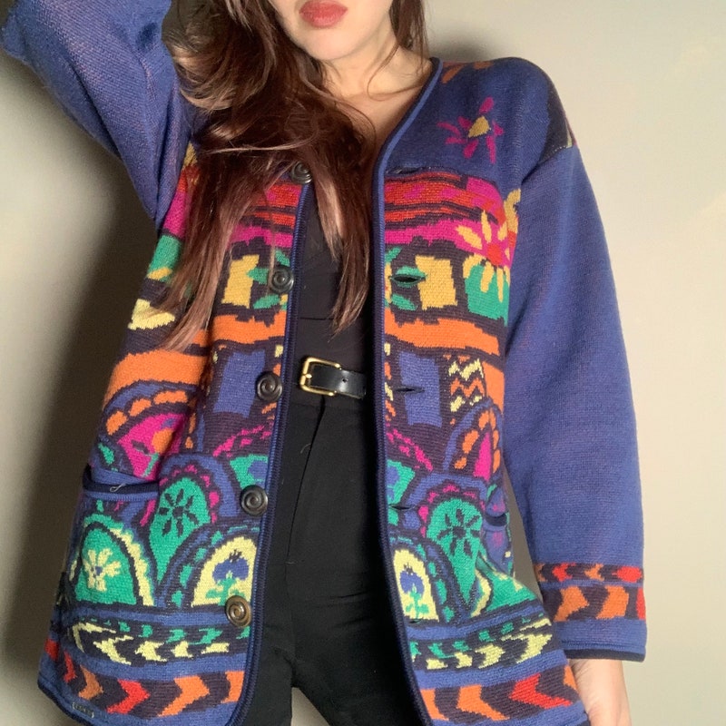 90s Colorful Sweater - Etsy
