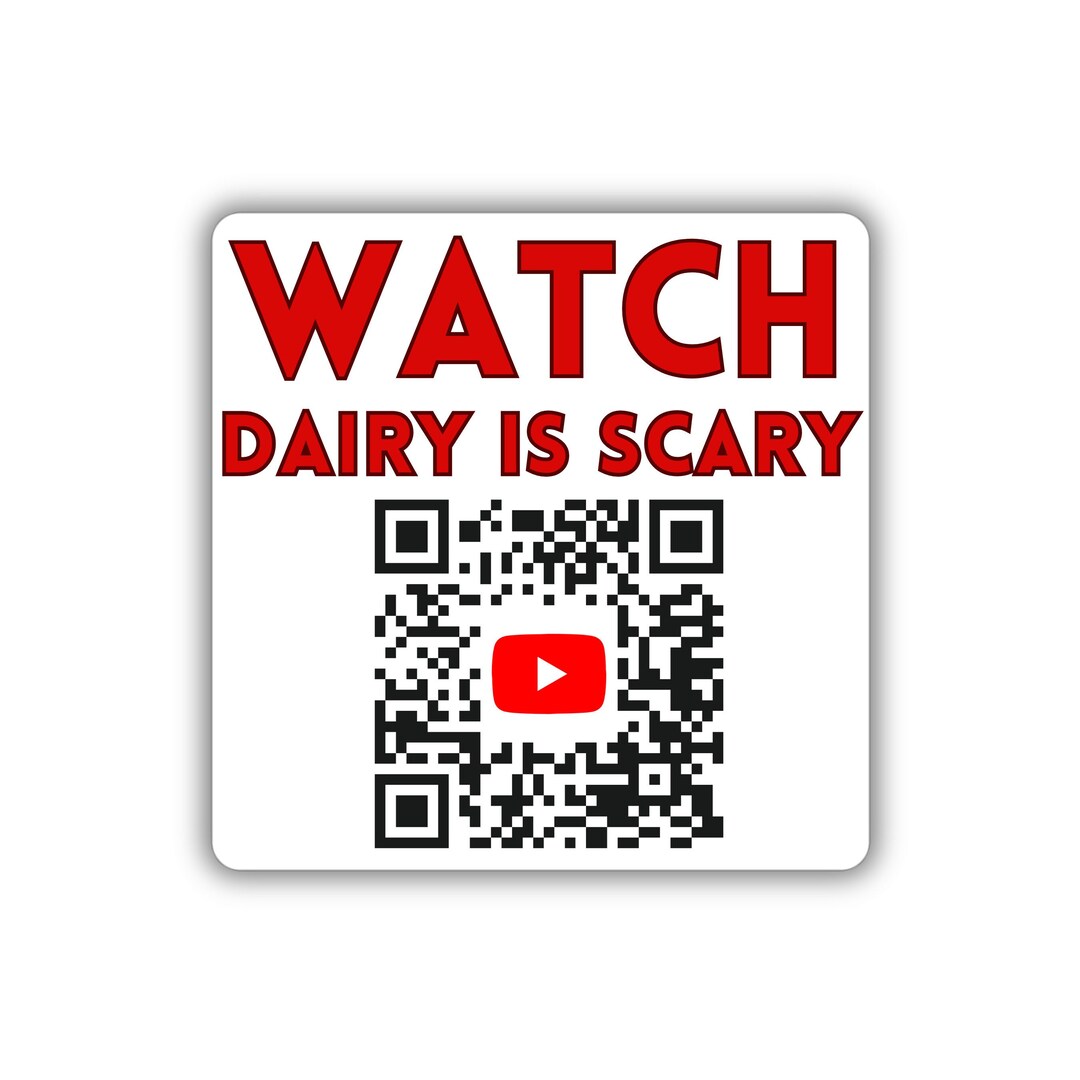 Vegan Activist Stickers Pack Qr Code to Dairy is Scary Documentary Cute ...