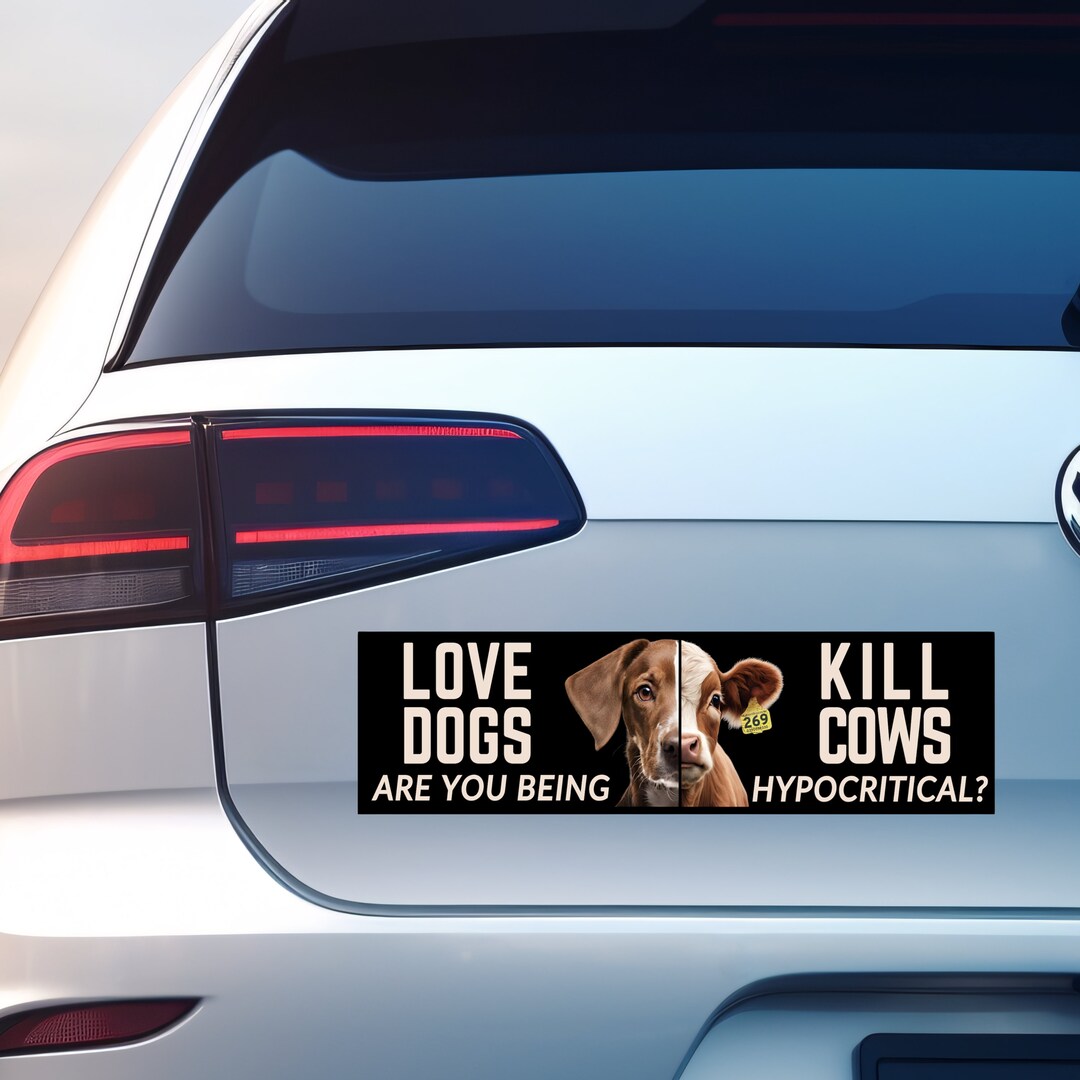 Bumper Car Sticker for Vegan Activists Love Dogs Kill Cows Hypocrisy No ...