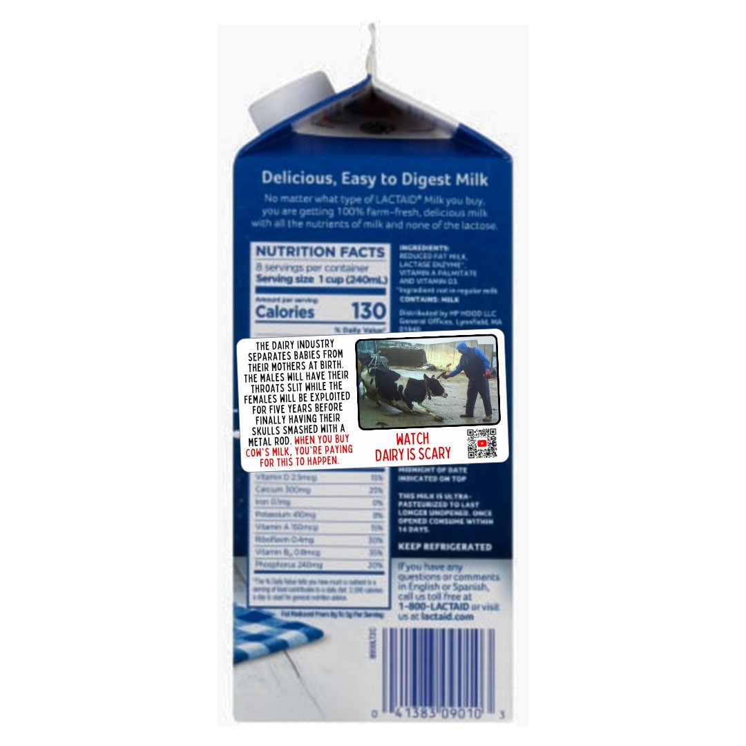 Vegan Activist Stickers Pack Dairy Cow Exploited Milk Industry Watch ...