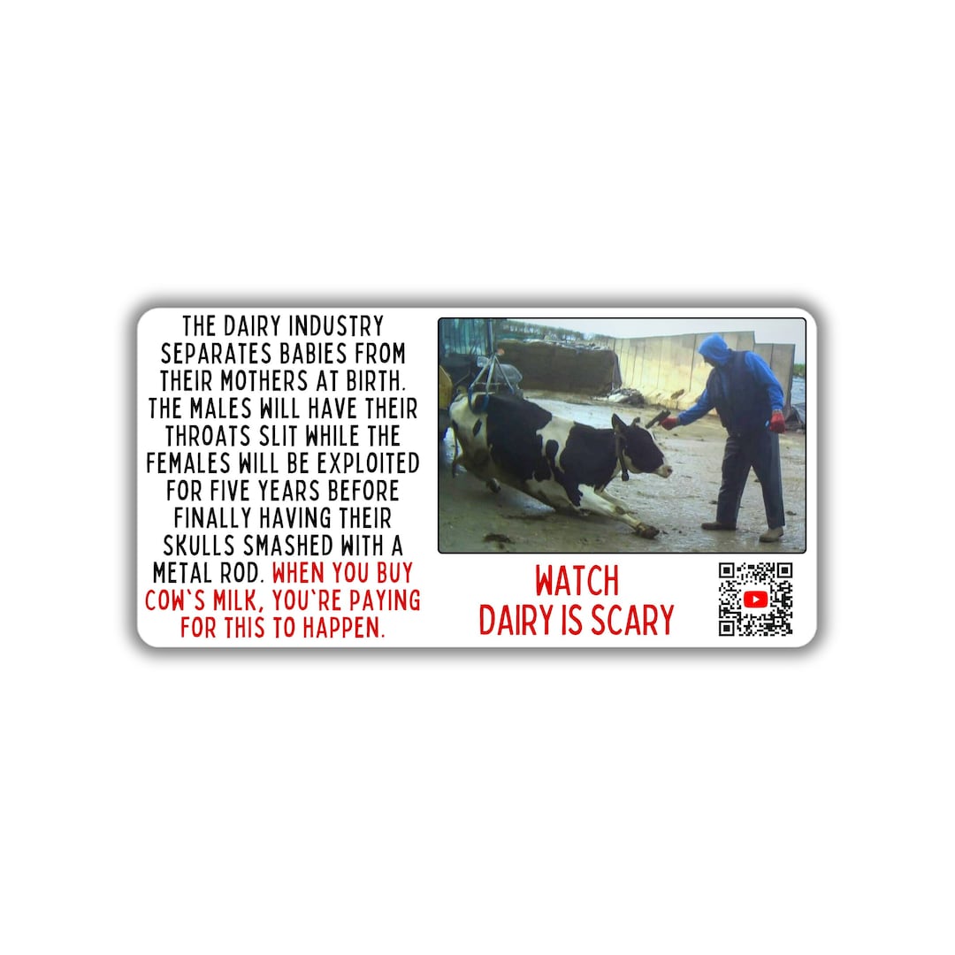 Vegan Activist Stickers Pack Dairy Cow Exploited Milk Industry Watch ...