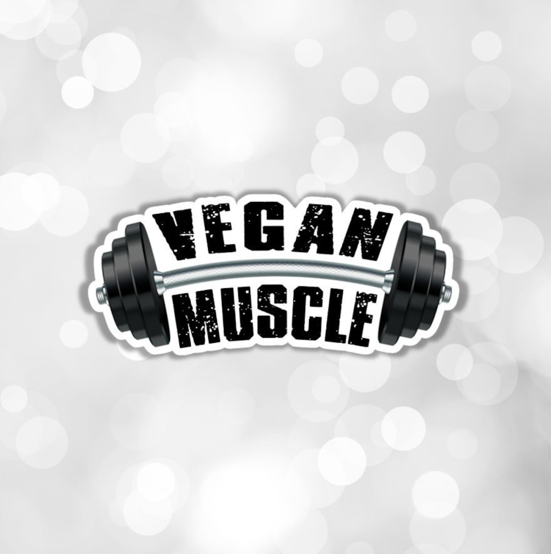 Vegan Sticker Vegan Muscle Barbell Black Sticker Fitness Strong Vegan ...