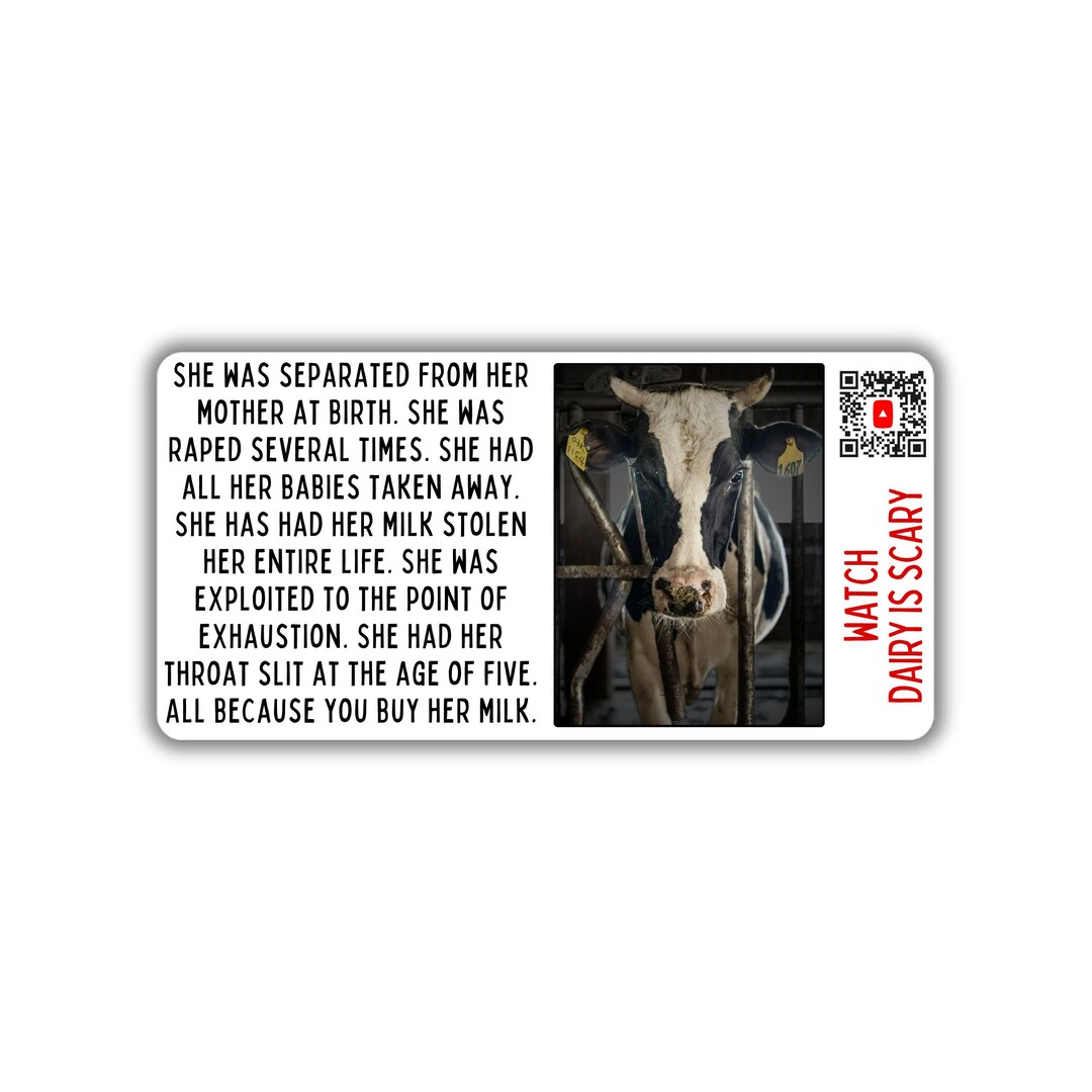 Vegan Activist Stickers Pack Dairy Cow Milk Industry Watch Dairy is ...
