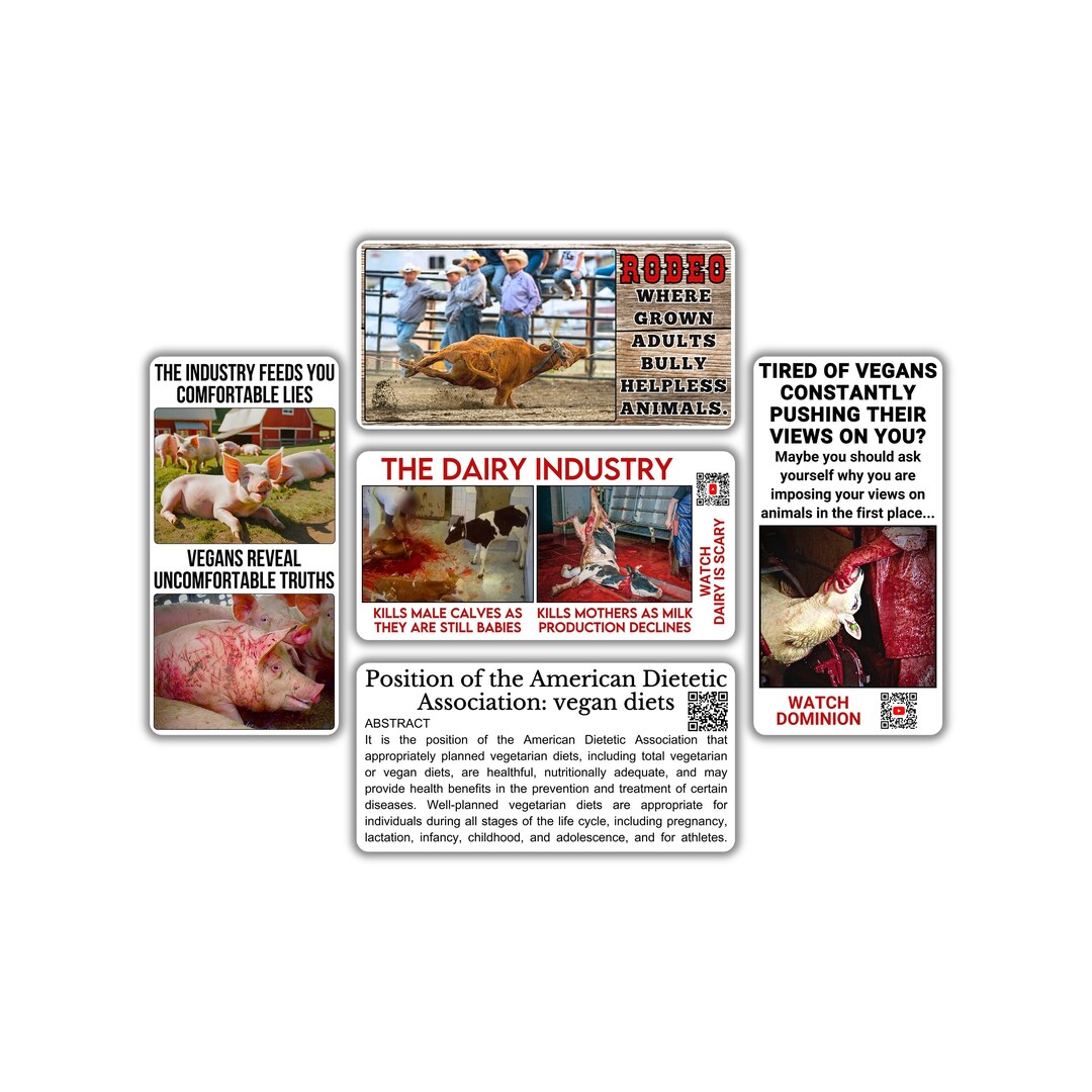 Vegan Activist Stickers Mix Pack (industry Lies Vegan Truth, Rodeo ...