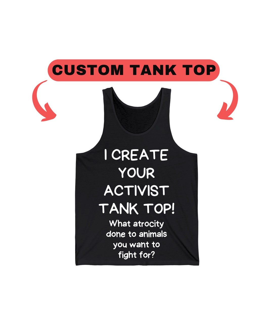 Custom Tank Top Front Side / Customized Personalized Animal Activism ...