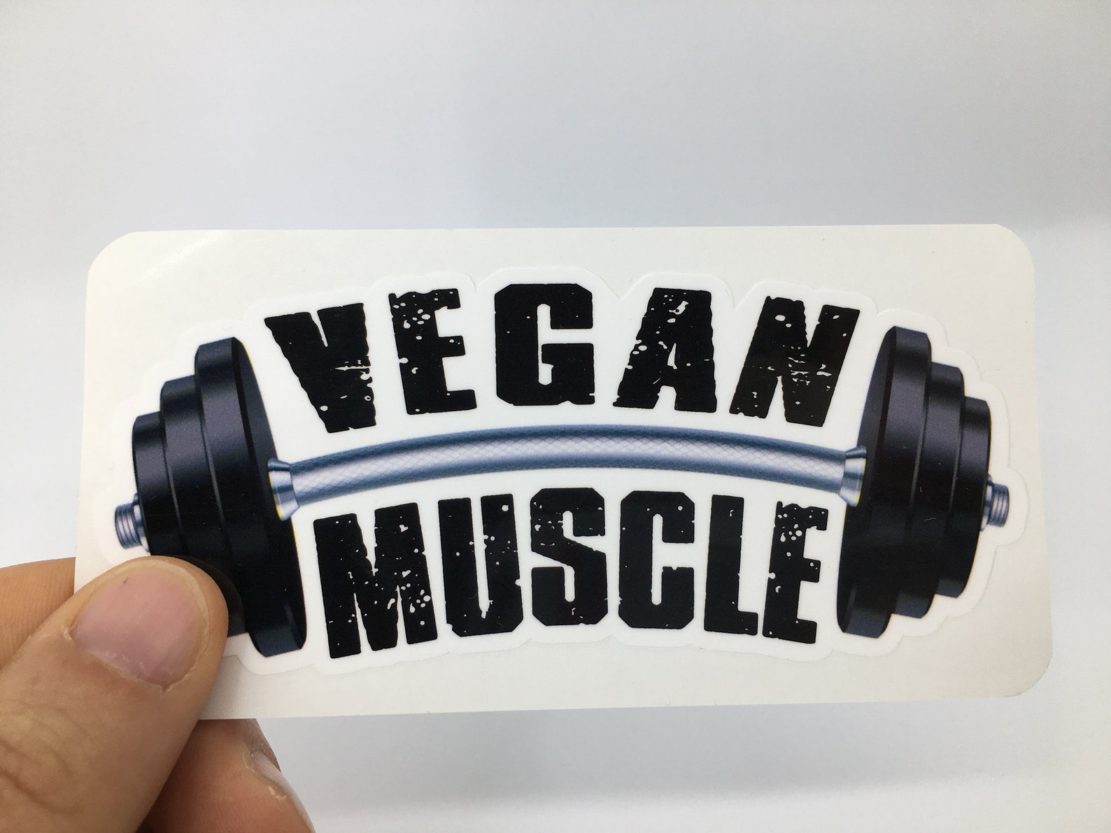 Vegan Sticker Vegan Muscle Barbell Black Sticker Fitness Strong Vegan ...