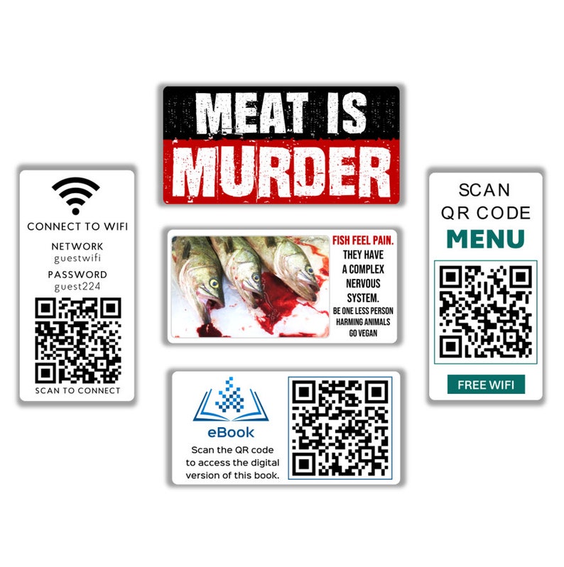 Vegan Activist Stickers Mix Pack (meat is Murder, Fish Feel Pain, Fake ...