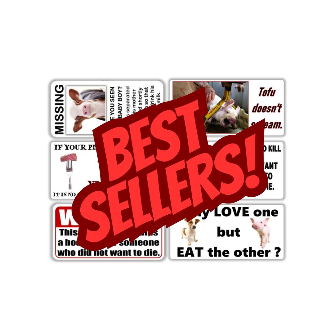 Vegan Activist Stickers Mix Pack BEST SELLERS #1 (missing Calf, Tofu ...