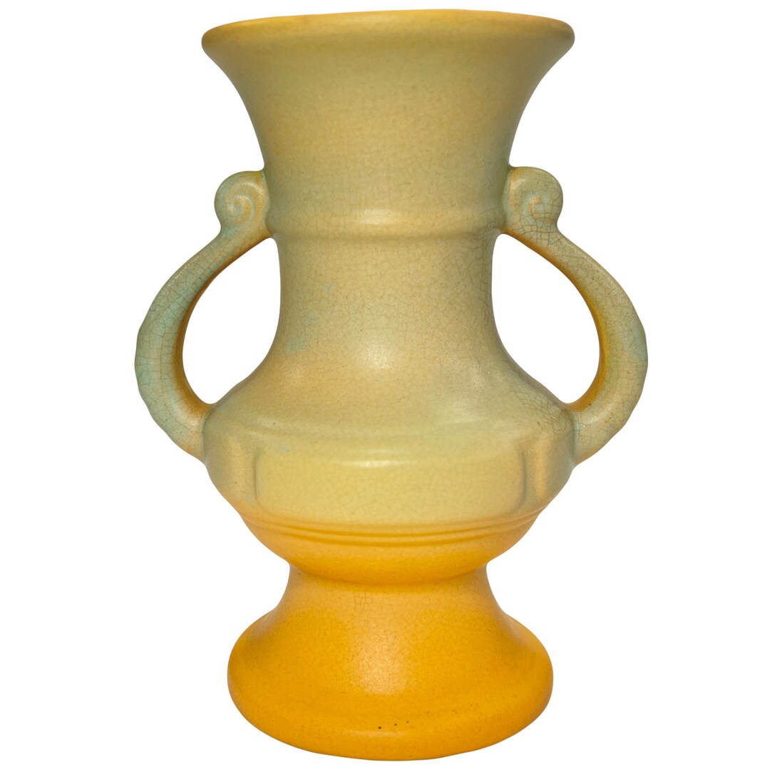 Vintage 1933 Rumrill Red Wing Pottery 368 Goldenrod Green Over Orange ...