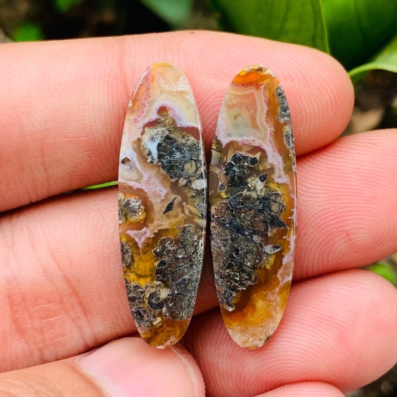 Good Quality Marcasite Marcasite Agate Pairs Marcasite Agate Cabochon ...