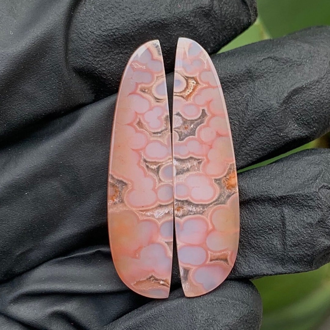 Tube Agate Pair Tube Agate Cabochon Sugar Palm Agate Cabochon Antique ...