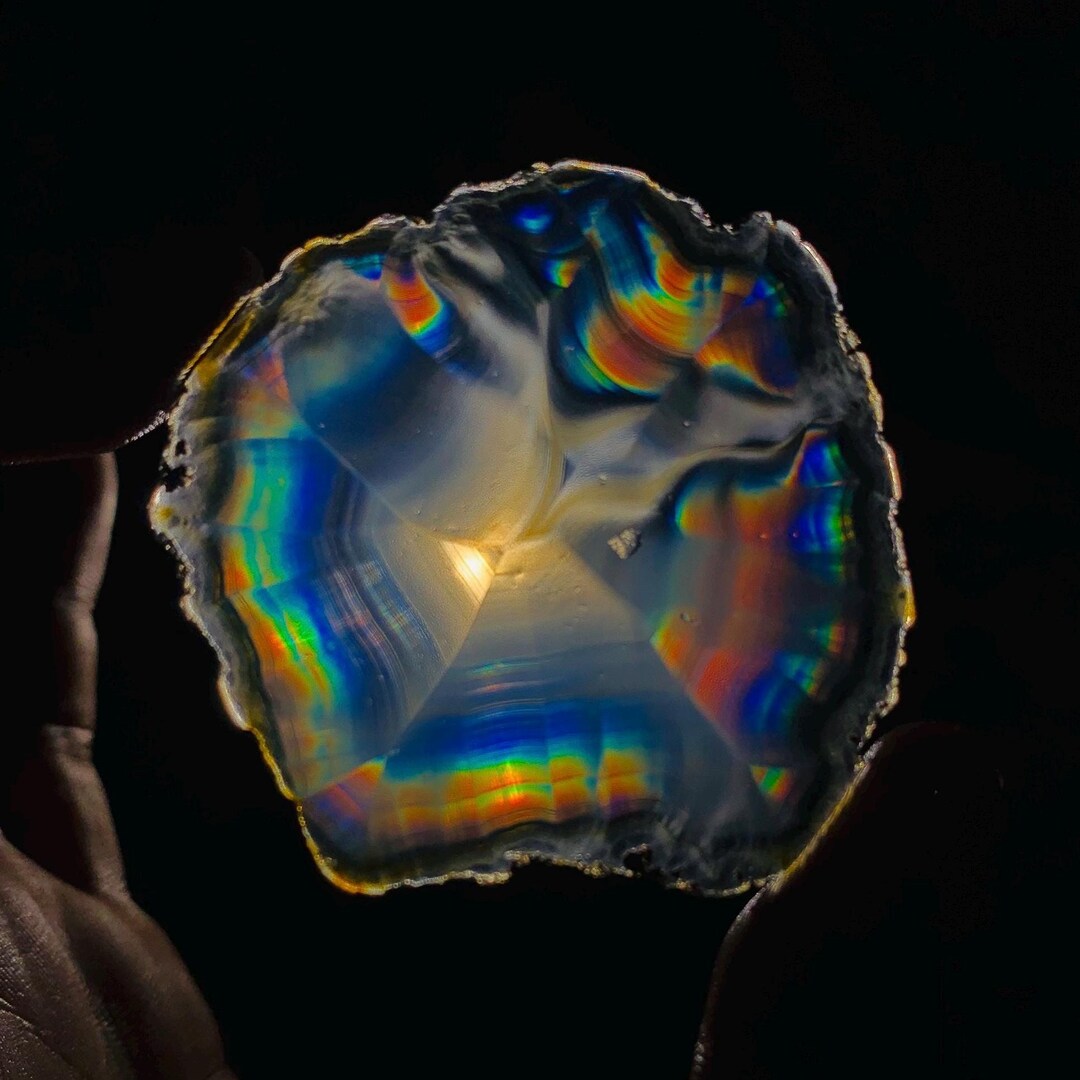 Rainbow Iris Agate Slice: Indonesian Collector's Gem (49x49x2 Mm) - Etsy