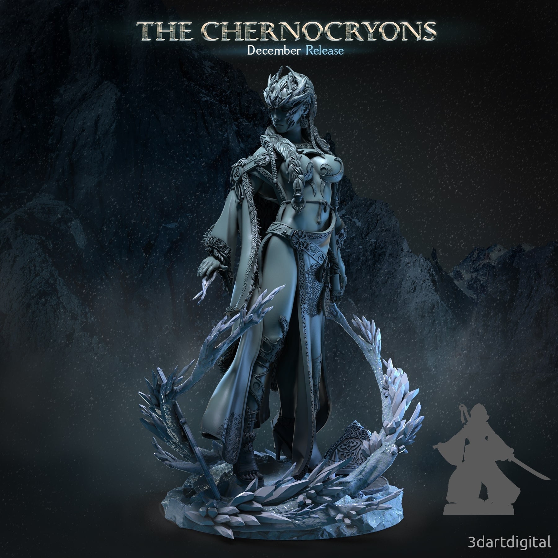 Cryomancer female 75mm-scale Display Model Preprimed 3D Printed ...