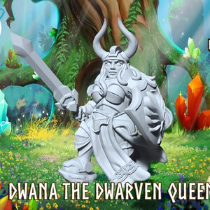 Dwana the Dwarven Queen hold My Dwarf Primed 3D Printed - Etsy Canada