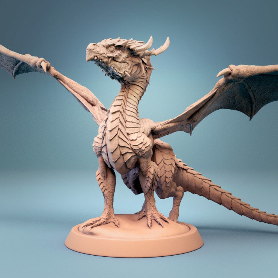 Baby Dragon 3D Printed Preprimed Miniature Model by Lord of the Print ...