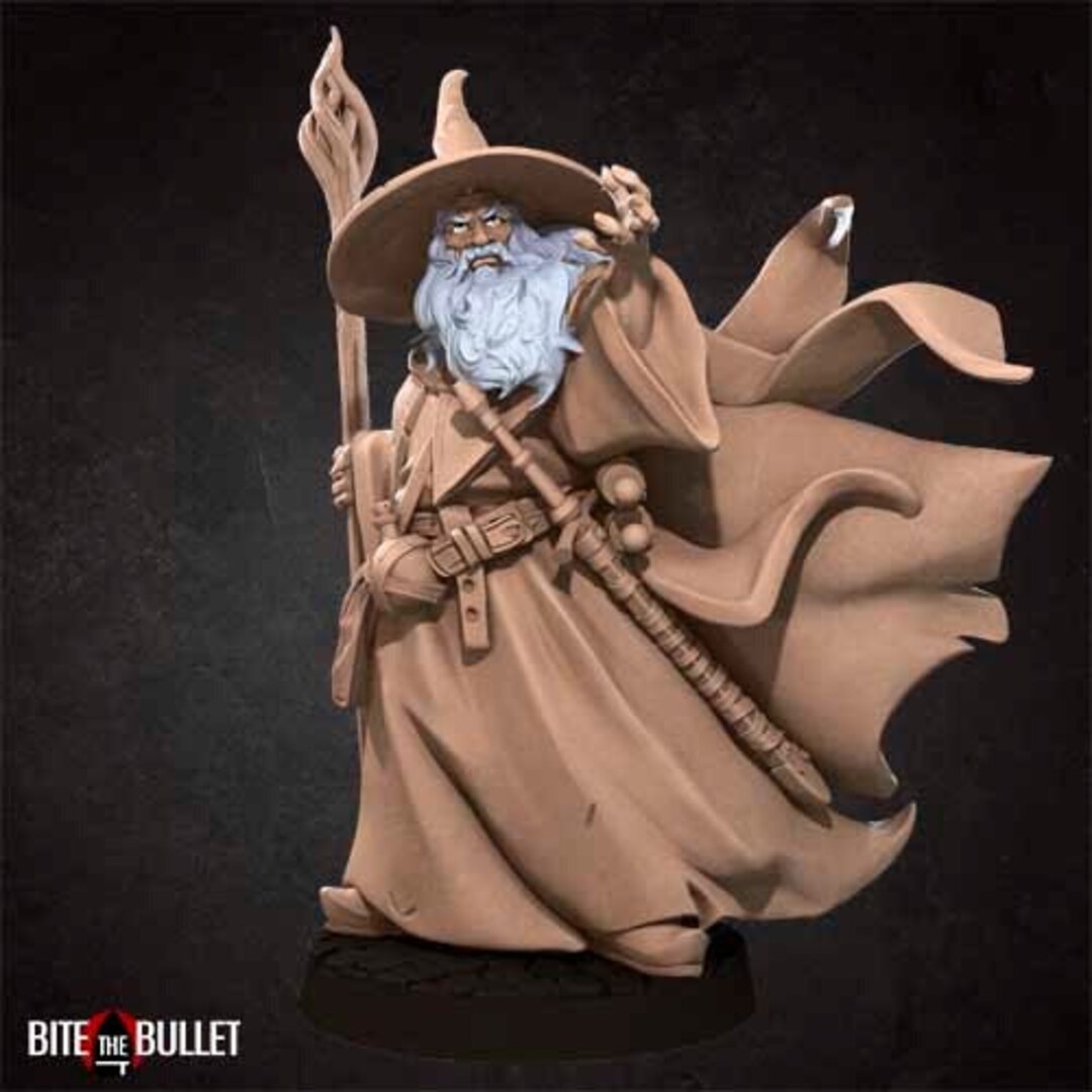 Human Wizard 28mm 32mm Scale Options Bullet Rings Collection Primed 3D ...
