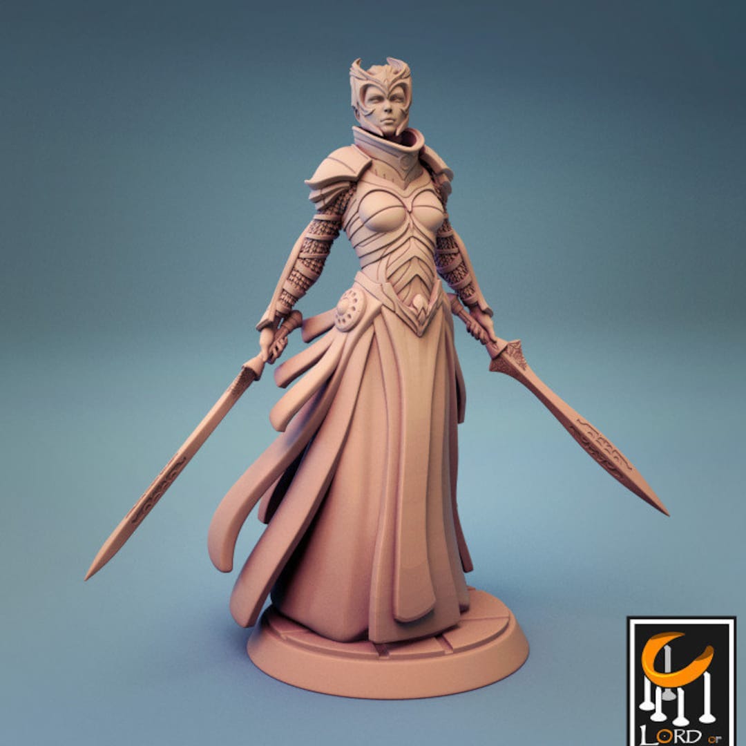 Female Knight 3D Printed Preprimed Miniature Model by Lord of the Print ...