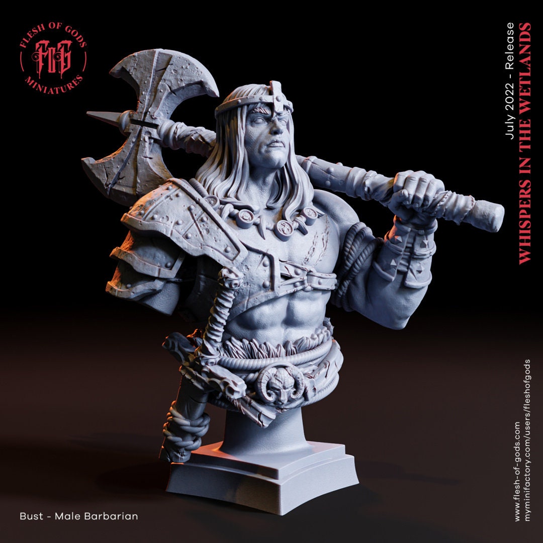 Human Barbarian Bust the Godless Inquisition 3D Printed 1:10 Scale ...