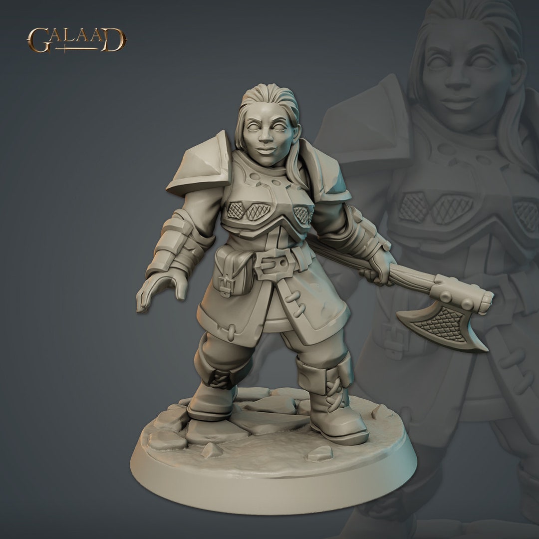 Female Dwarf With Axe Dwarven Caravan Collection Preprimed 3D Printed ...