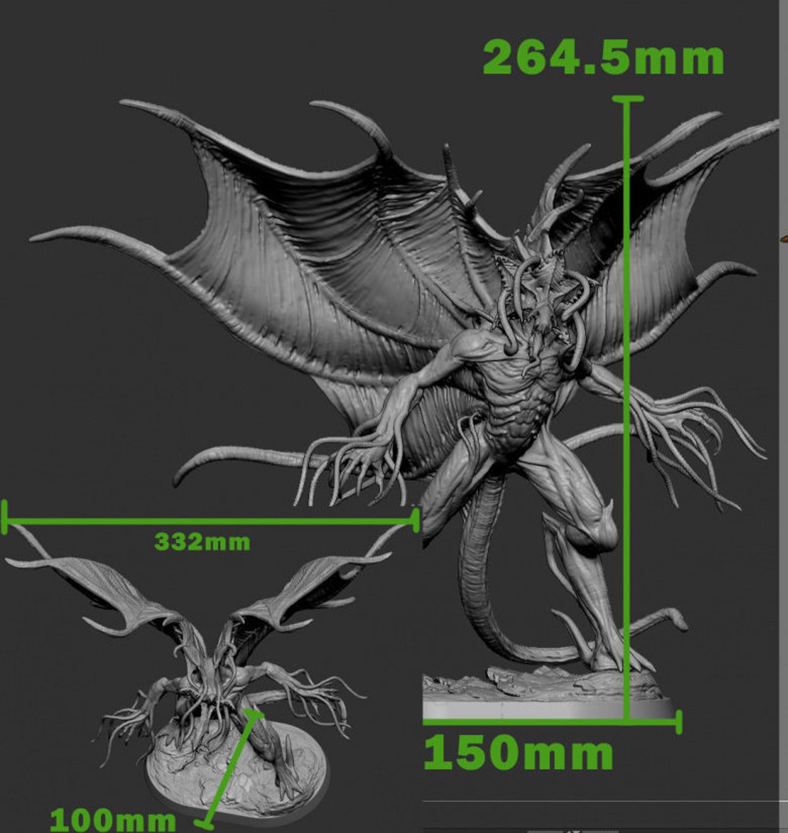 Mind Flayer Dragon 3D Printed Preprimed Miniature Model by - Etsy