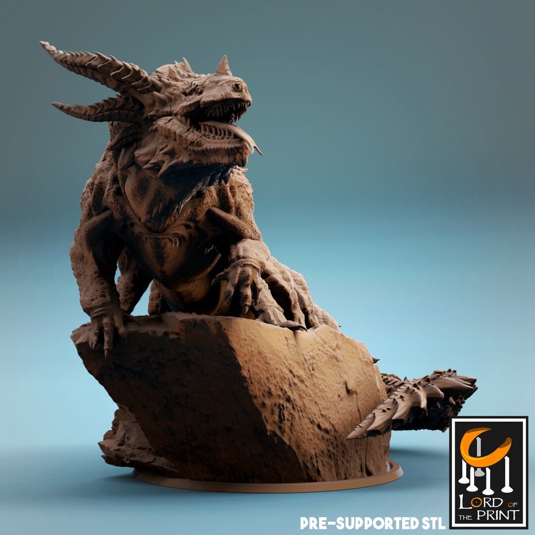 Elder Behir 100mm Base 3D Printed Preprimed Miniature Model by Lord of ...