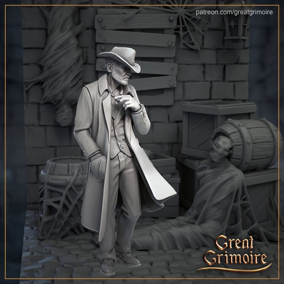 The Detective miniature Diorama Preprimed 3D Printed Miniature 28mm ...