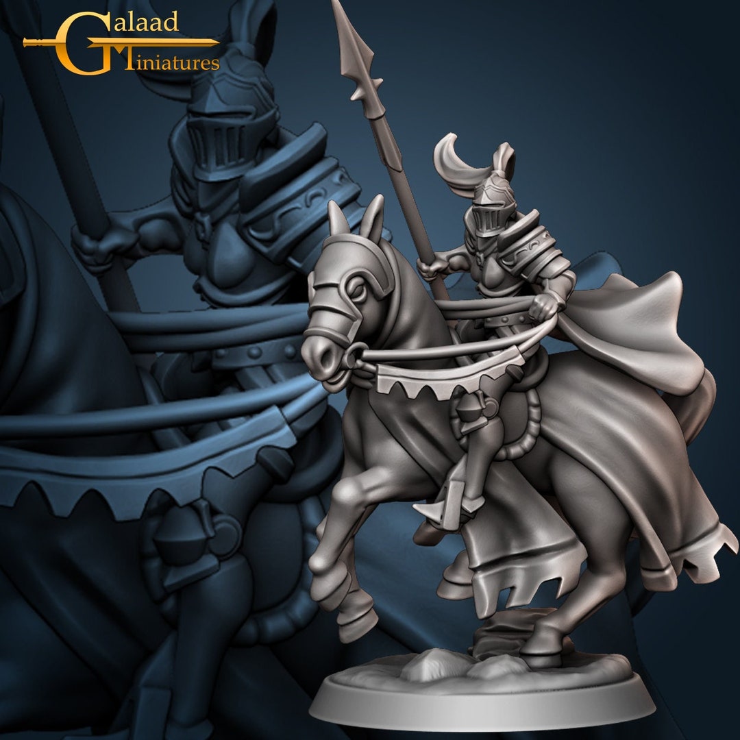 Mounted Knight Preprimed 3D Printed 32mm Scale Miniature Model for D&D ...