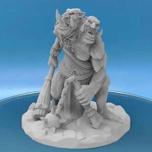 Two Headed Troll Primed 3D Printed Miniature Model for Roleplaying ...