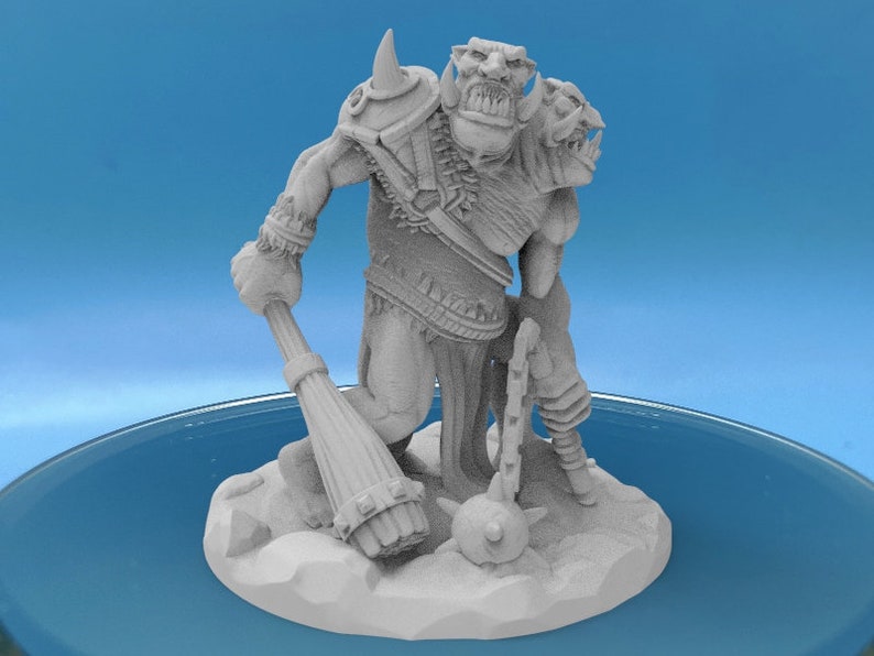 Two Headed Troll Primed 3D Printed Miniature Model for - Etsy
