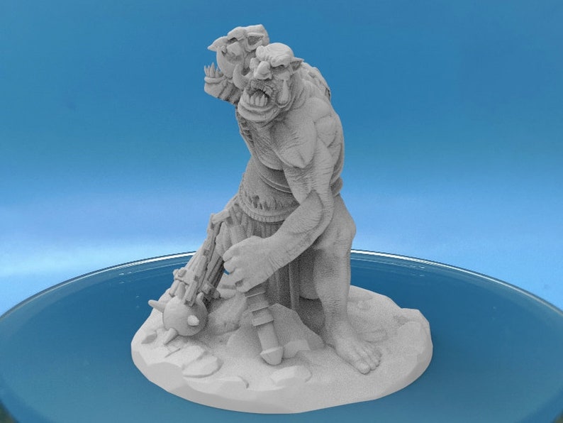 Two Headed Troll Primed 3D Printed Miniature Model for - Etsy