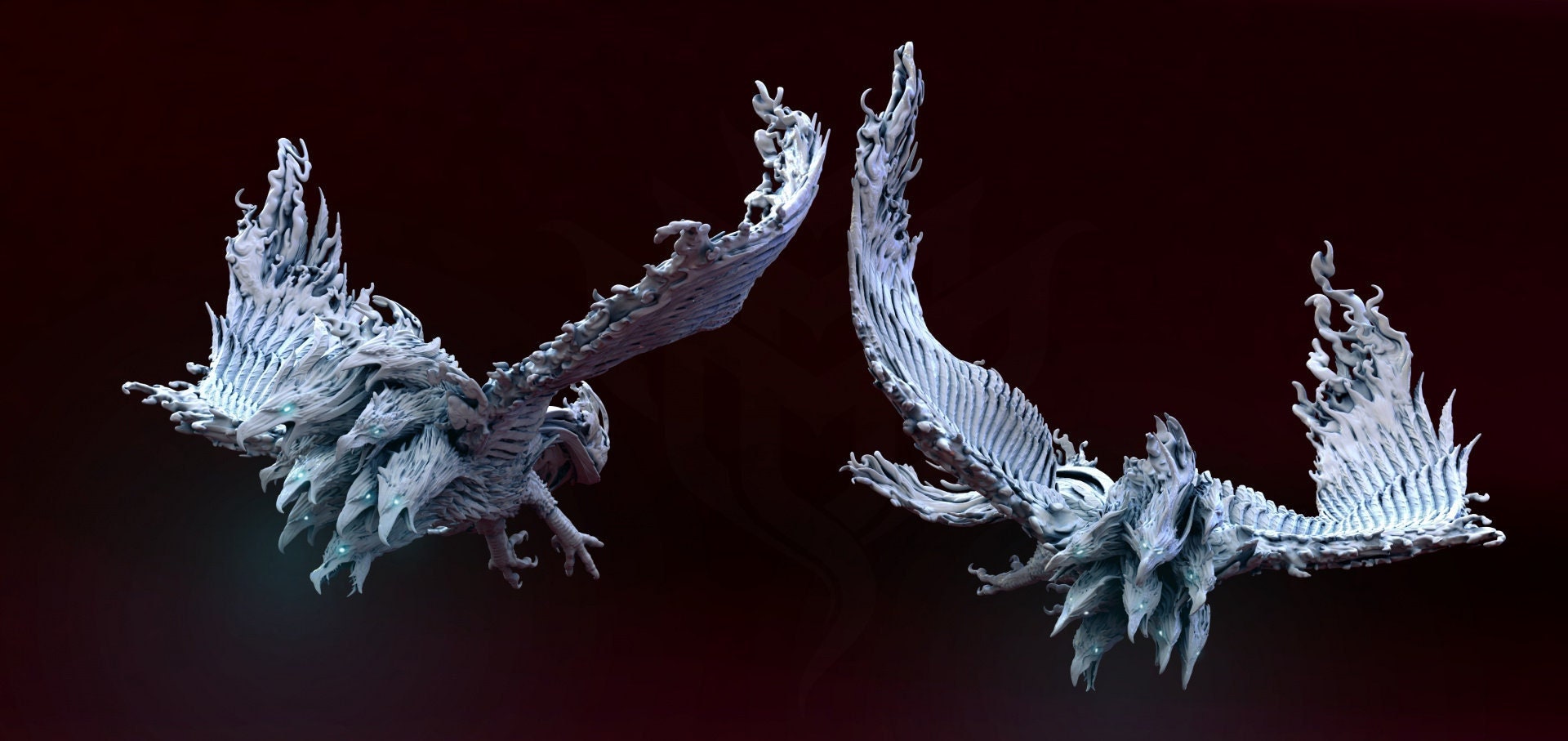 Nine Headed Jiu Feng the Phoenix 3D Printed Preprimed | Etsy